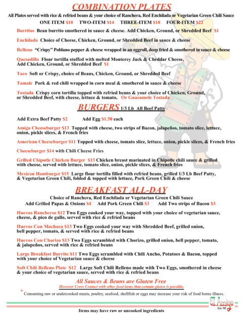 Menu | El Amigo
