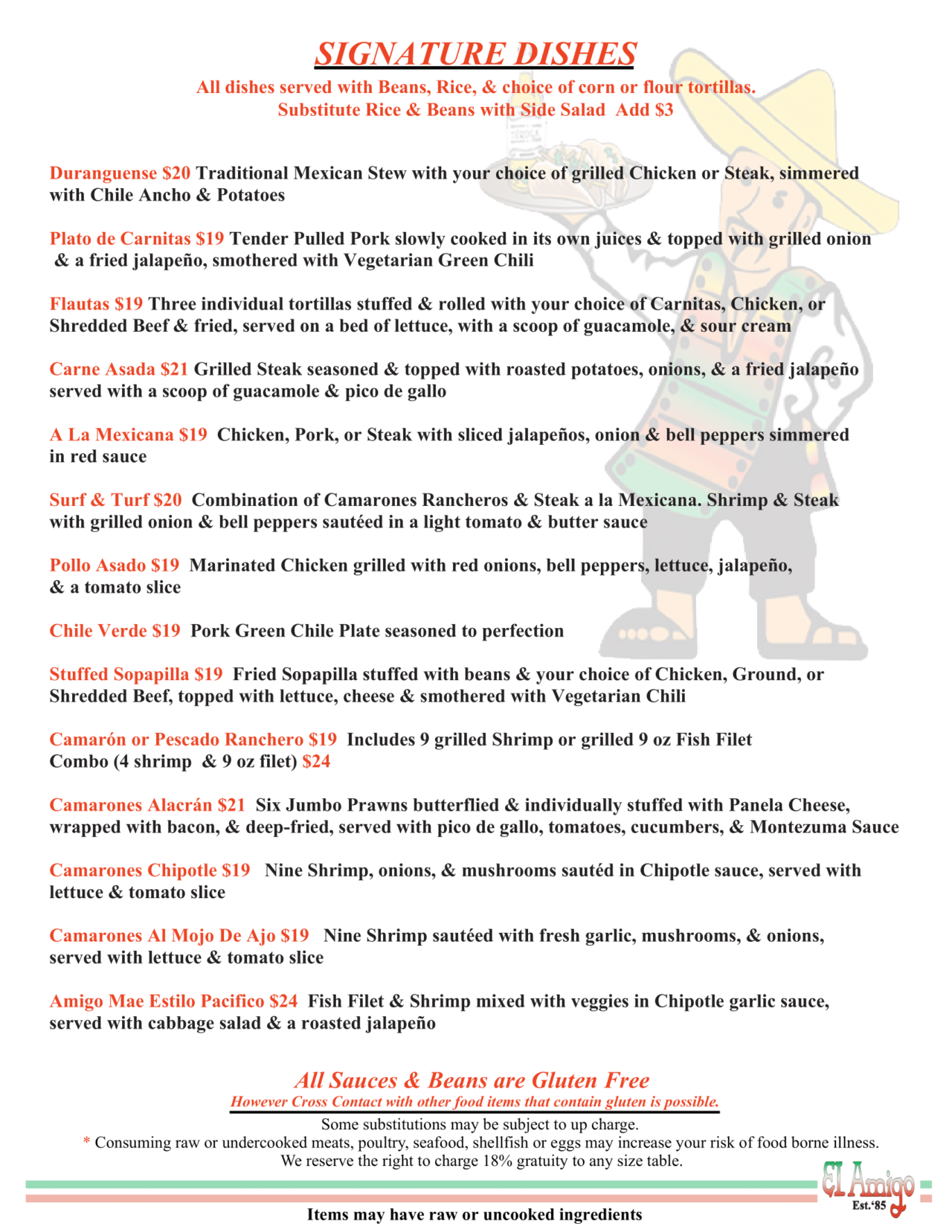 Menu | El Amigo